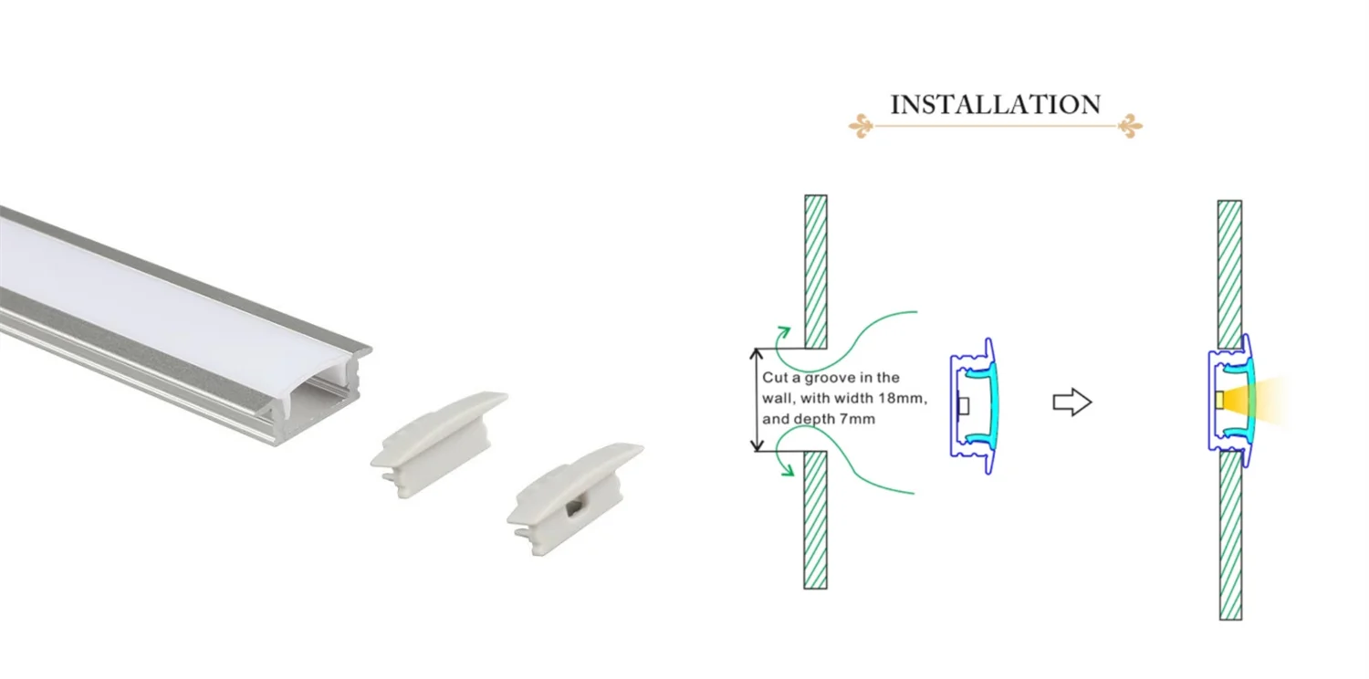Customized Length Led Diffuser Channel Recessed Mounted Aluminium ...