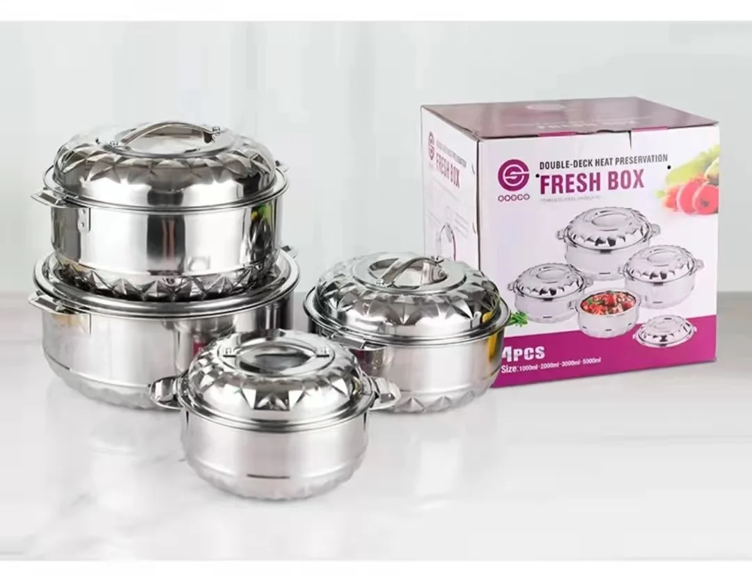 Cookware Stainless Steel 3/4/6pcs Thermal Food Casserole Food Warmer ...