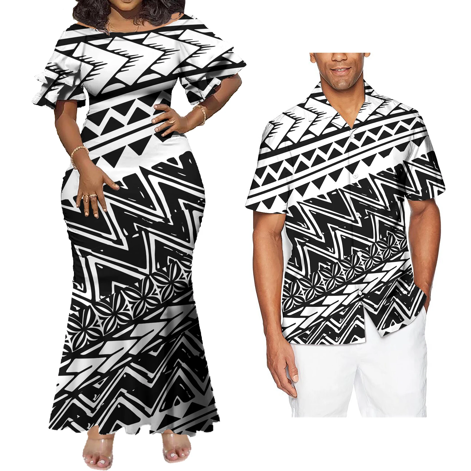 Polynesian Couple Outfits - Customizable Matching Sets