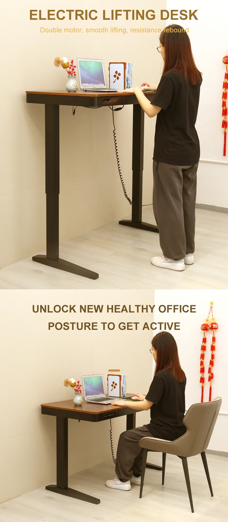 Dual Motor Telescopic Ergonomic Electric Height Adjustable Work and ...