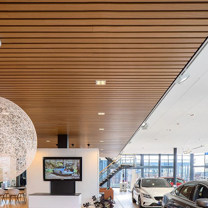 Interior Decor Linear Baffle Ceiling Woodgrain Metal Aluminum G S L ...