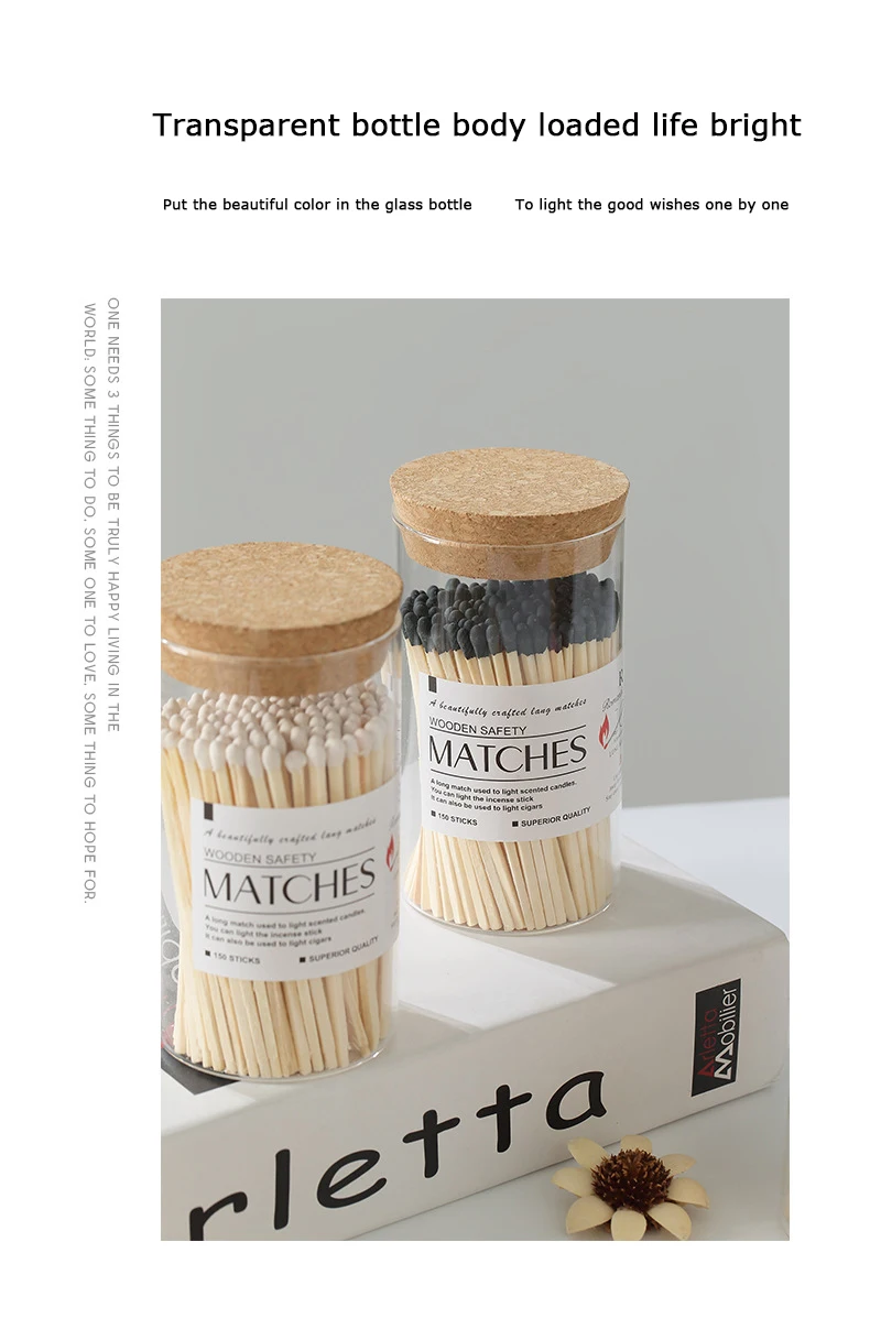 Custom Colorful Match Sticks in Glass Jar - Safety & Style