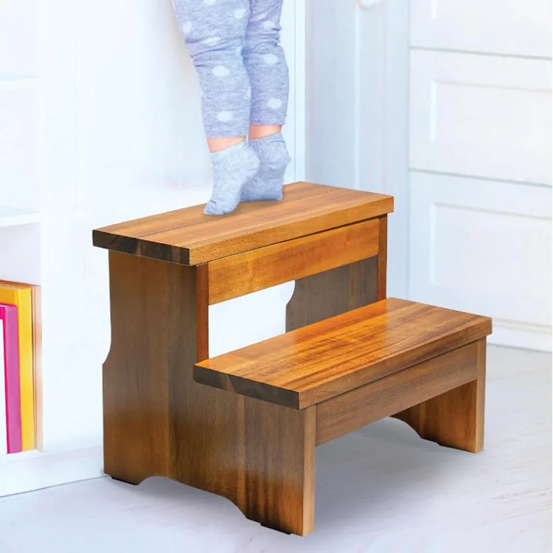 Wooden Two Step Stool - Heavy Duty 2 Step Stool for Adult and Kids ...