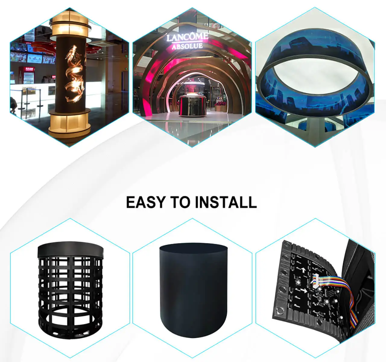 4k Indoor Flexible Cylindrical Led Single Sign Display Column Custom ...