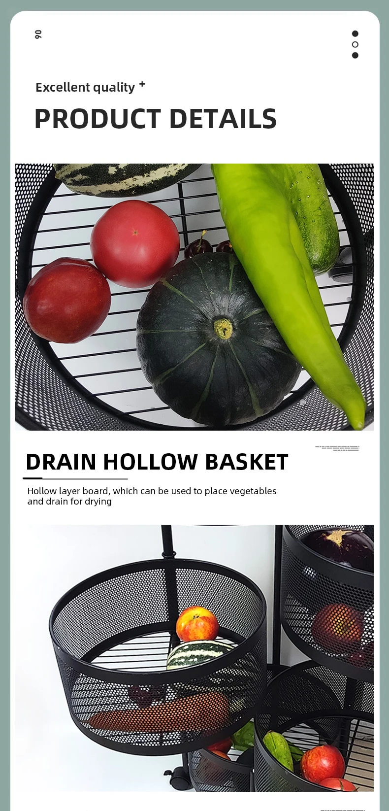 Multilayer Rotatable Kitchen Storage Fruit Rotating Baskets Vegetable ...