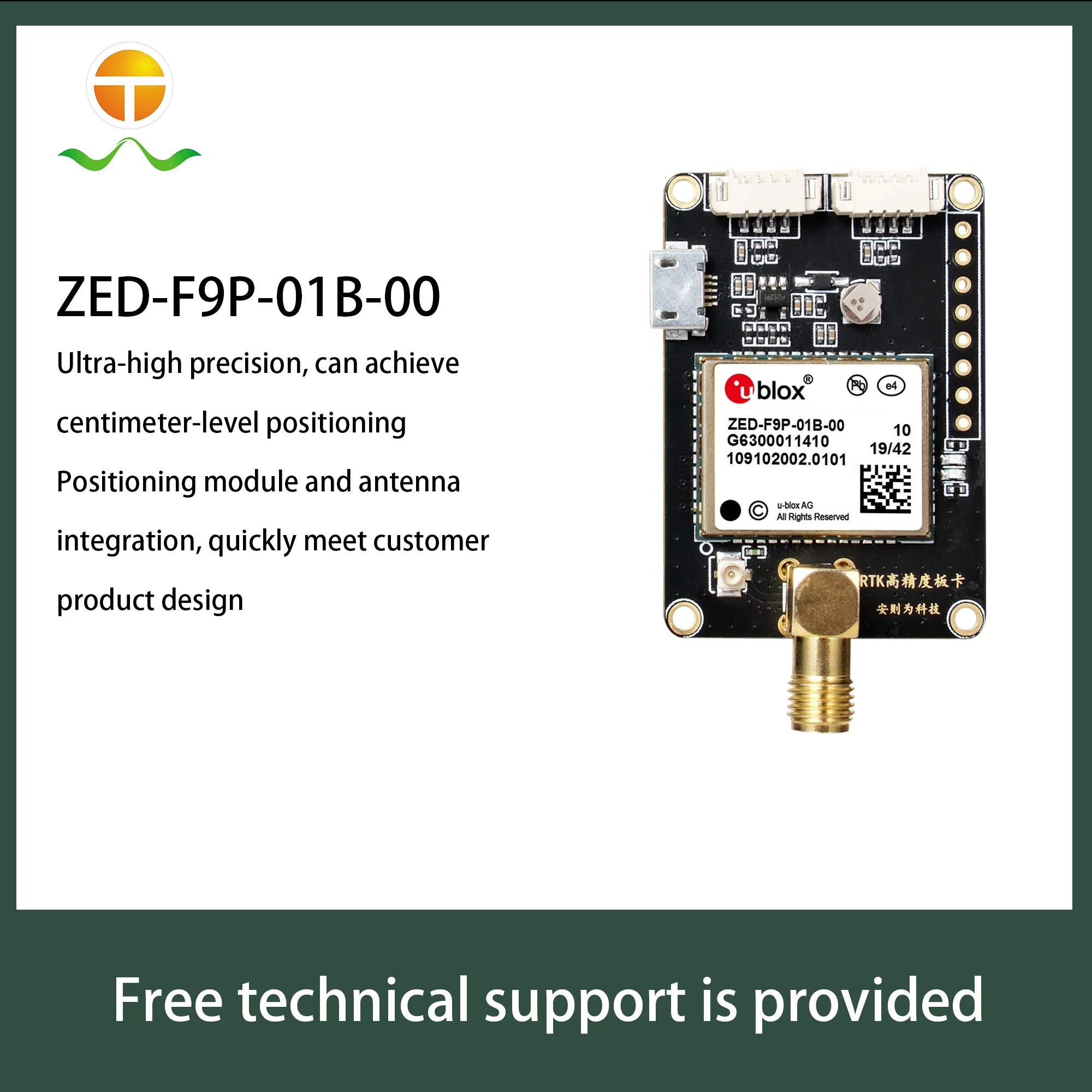 High Precision Zed-f9p Rtk Gnss/gps Receiver Board With Sm A And Usb Drone Gps Module ...