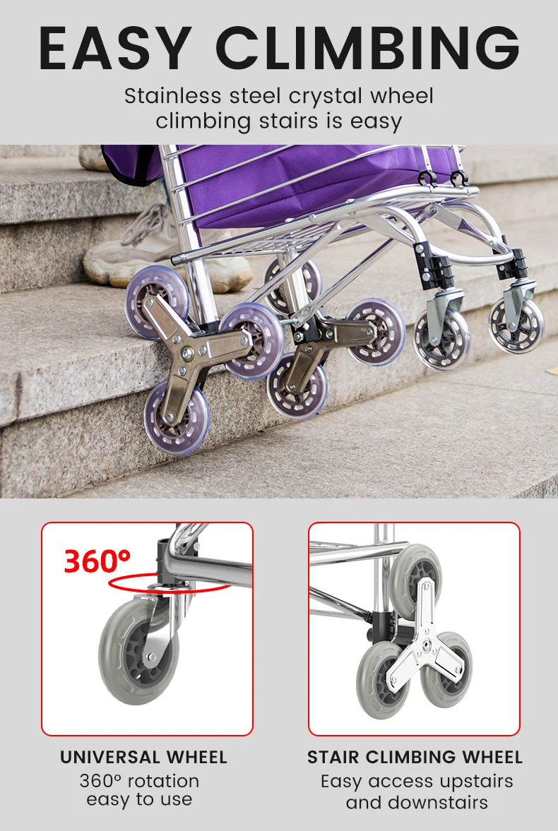 8-wheel Stair Climbing Utility Push Cart - Foldable & Durable
