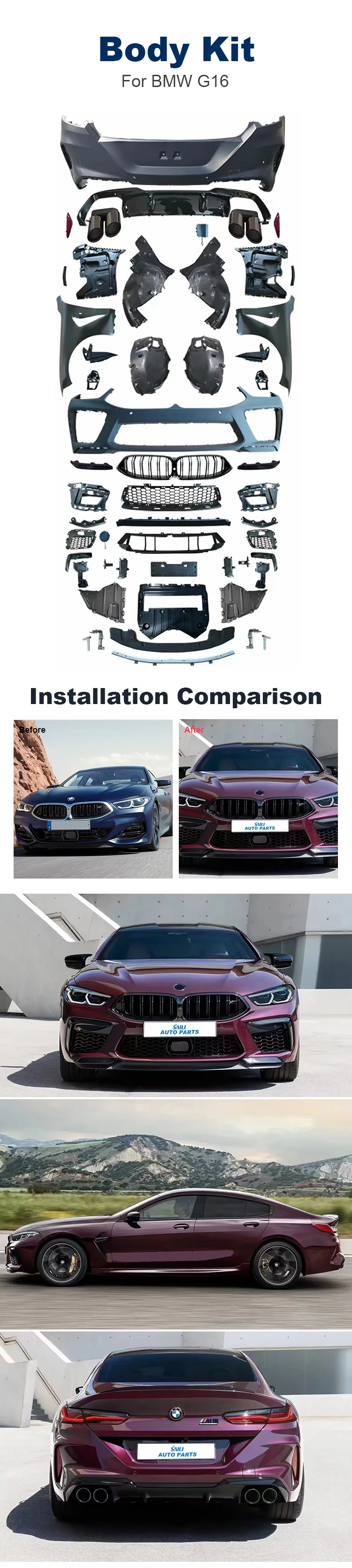 Body Kit For Bmw Bumpers 1:1 Conversion Kit M8 Car Upgrade Body Kit 8 ...