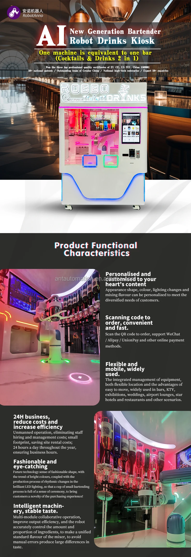 Ice Cocktail Vending Machine Robot Bartender Drinks Mixing Machine Self ...