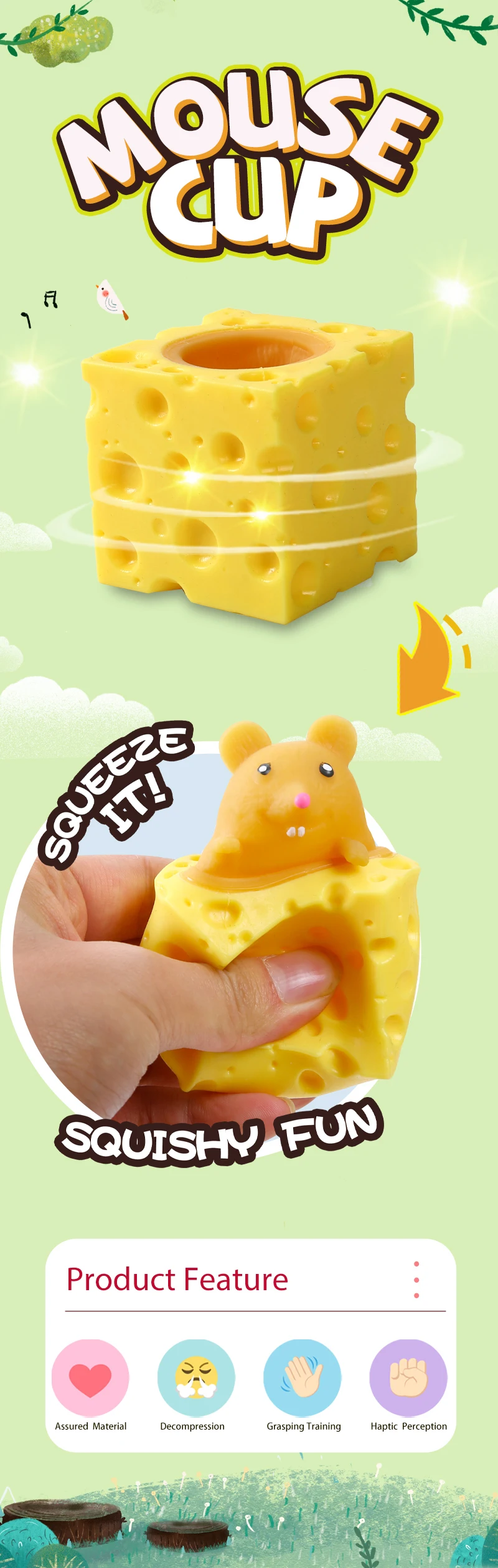 Wholesale Funny Tpr Animal Squeeze Pop Toy Stress Relief Cheese Mouse ...