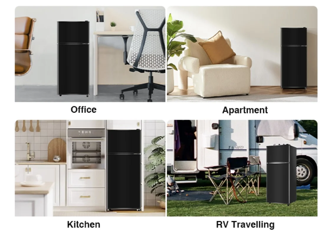 3.5 Cu.Ft Portable Mini Fridge with Removable Glass Shelves, Compact ...