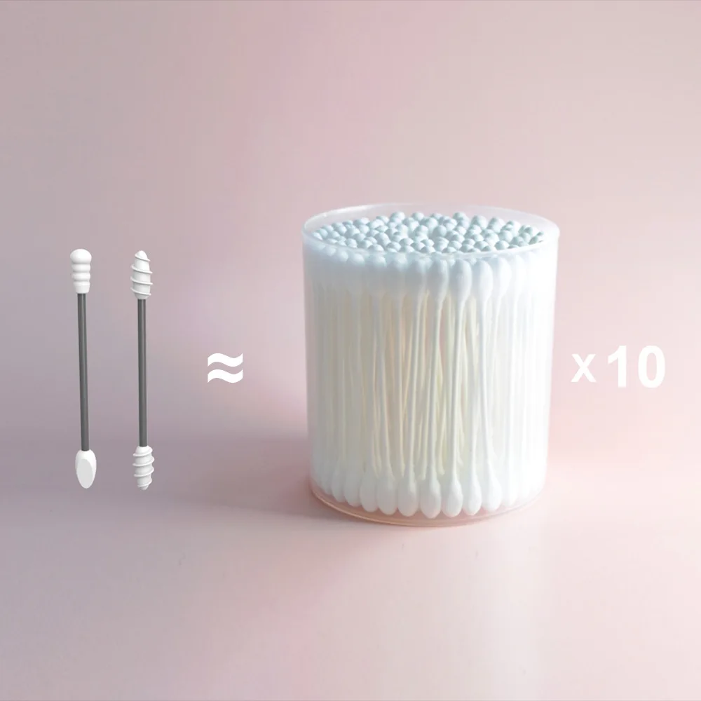 Personal Care 2pcs/set Silicone Cotton Swabs Stick Reusable Portable ...