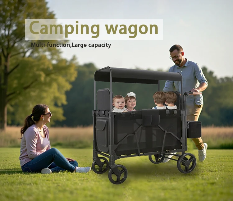 Foldable Trolley Push Pull Wagon Stroller Wagon Folding Wagon With ...