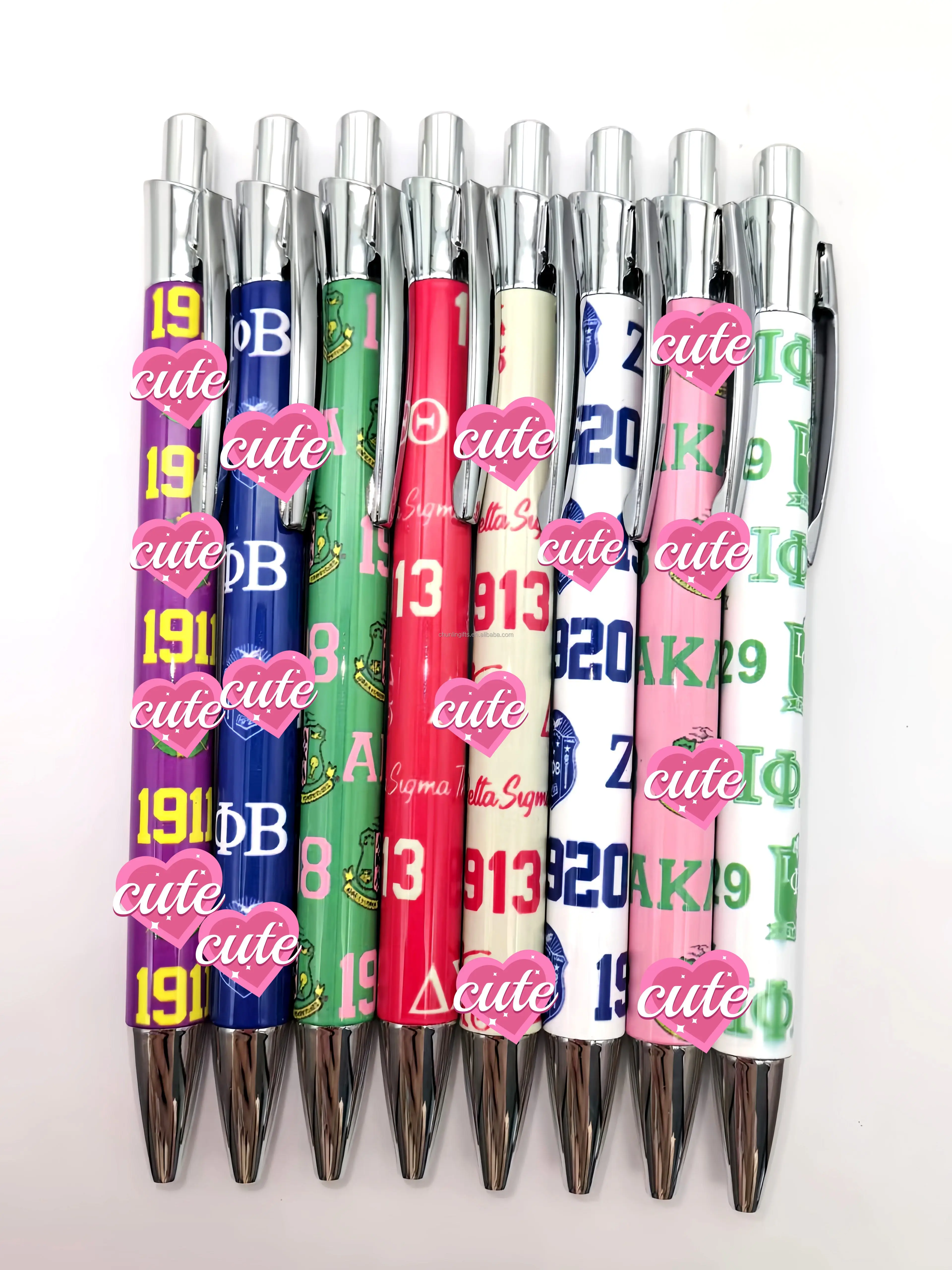 Zeta Ballpoint Pen Greek Sorority Personalized Pen Custom Metal Heat ...