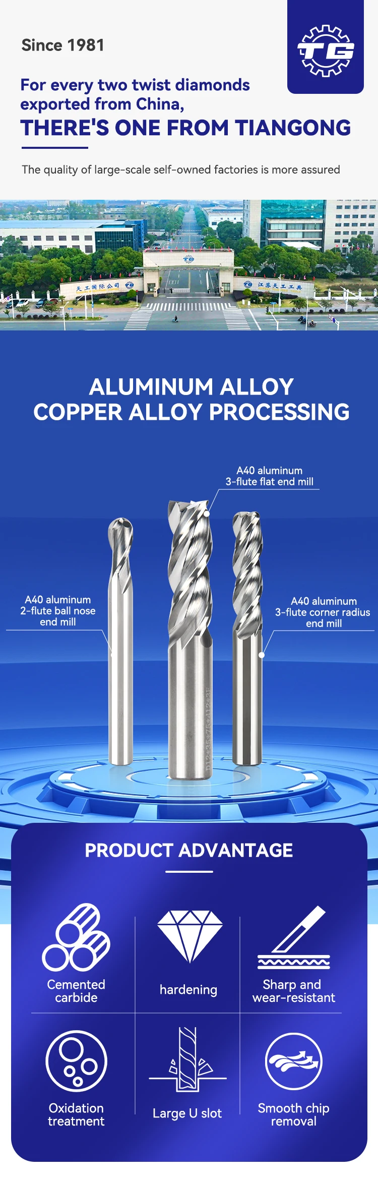 Tg D2 Tool For Steel Milling Cutter Aluminum Alloy 38 39 40 Helix Angle ...