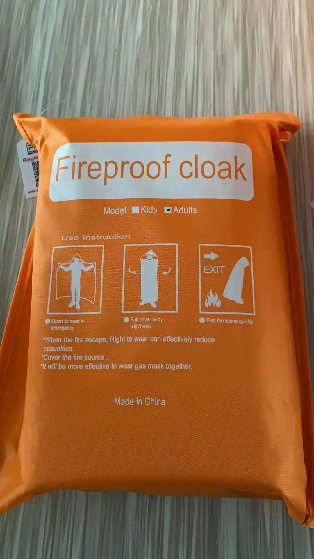 Fire Resistant Fiberglass Fireproof Hooded Cloak Fire Emergency ...