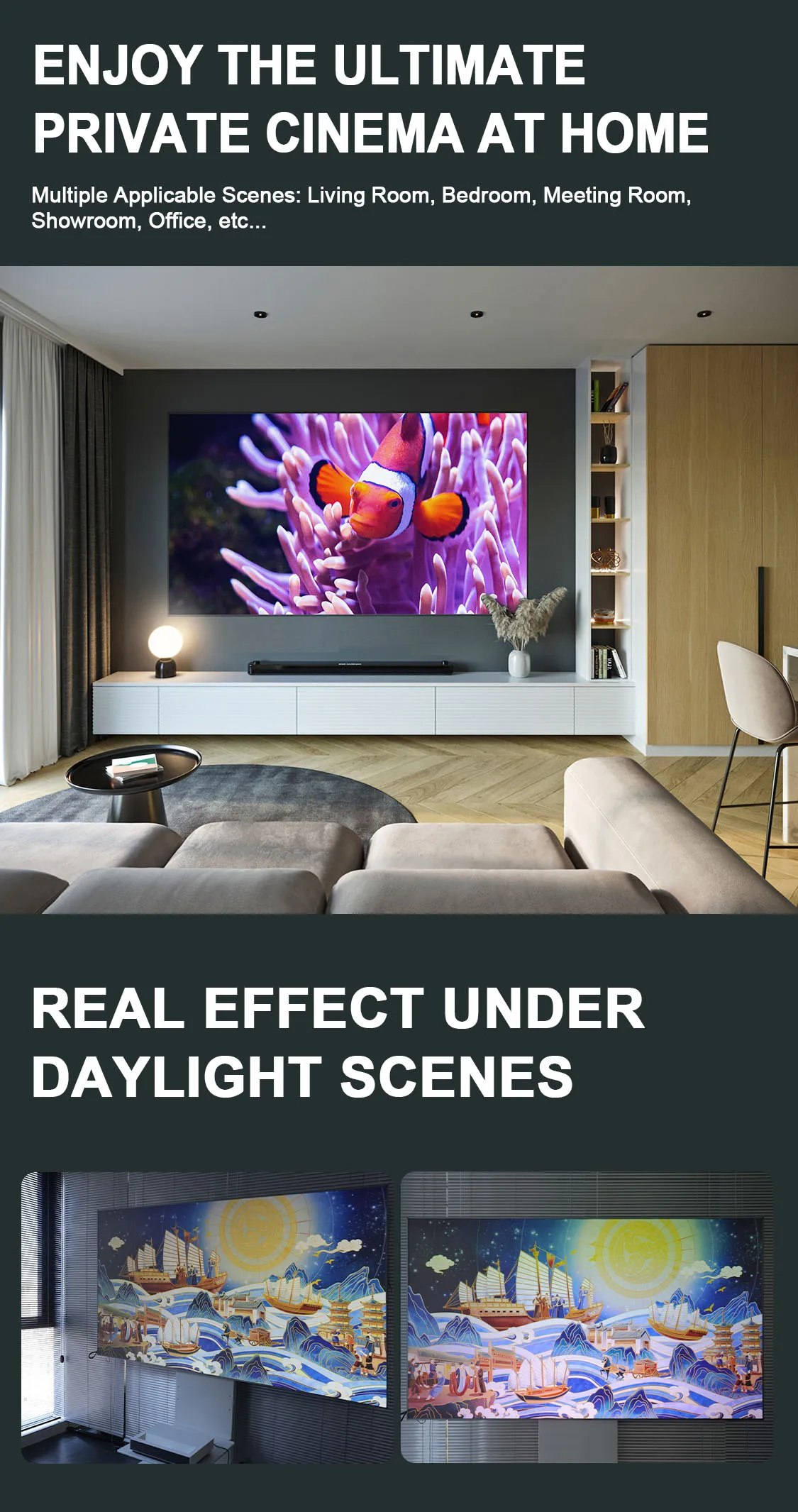 Wupro ALR Soft Fresnel 100 Inch Projector Screen 4K UST