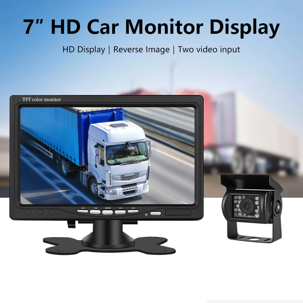 Camecho Car Backup Camera Kit 7'' Hd Quad Split Monitor + 4 X 18 Ir ...