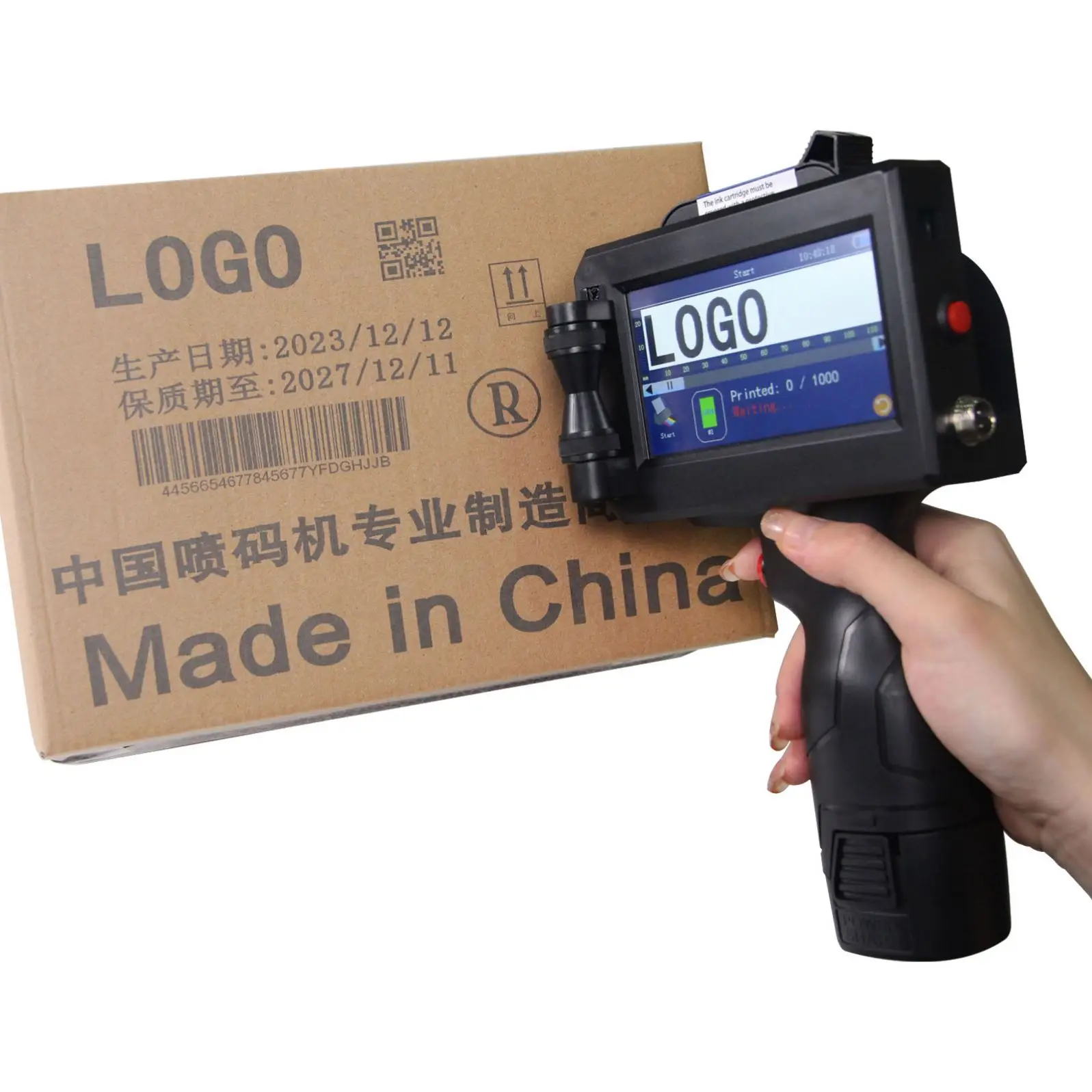 12.7mm Portable Expiry Date Labeling Logo Batch Coding Handheld Inkjet ...