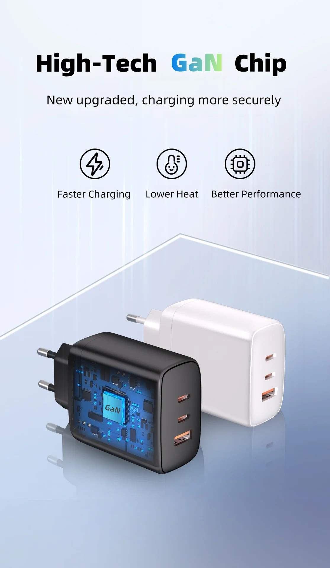 Compact 65W 67W 20V 3.35A 2C1A PD PPS Fast Charging GaN Tech 3-Port PC ...