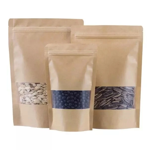 custom printed kraft paper stand up zipper bag resealable packaging ...