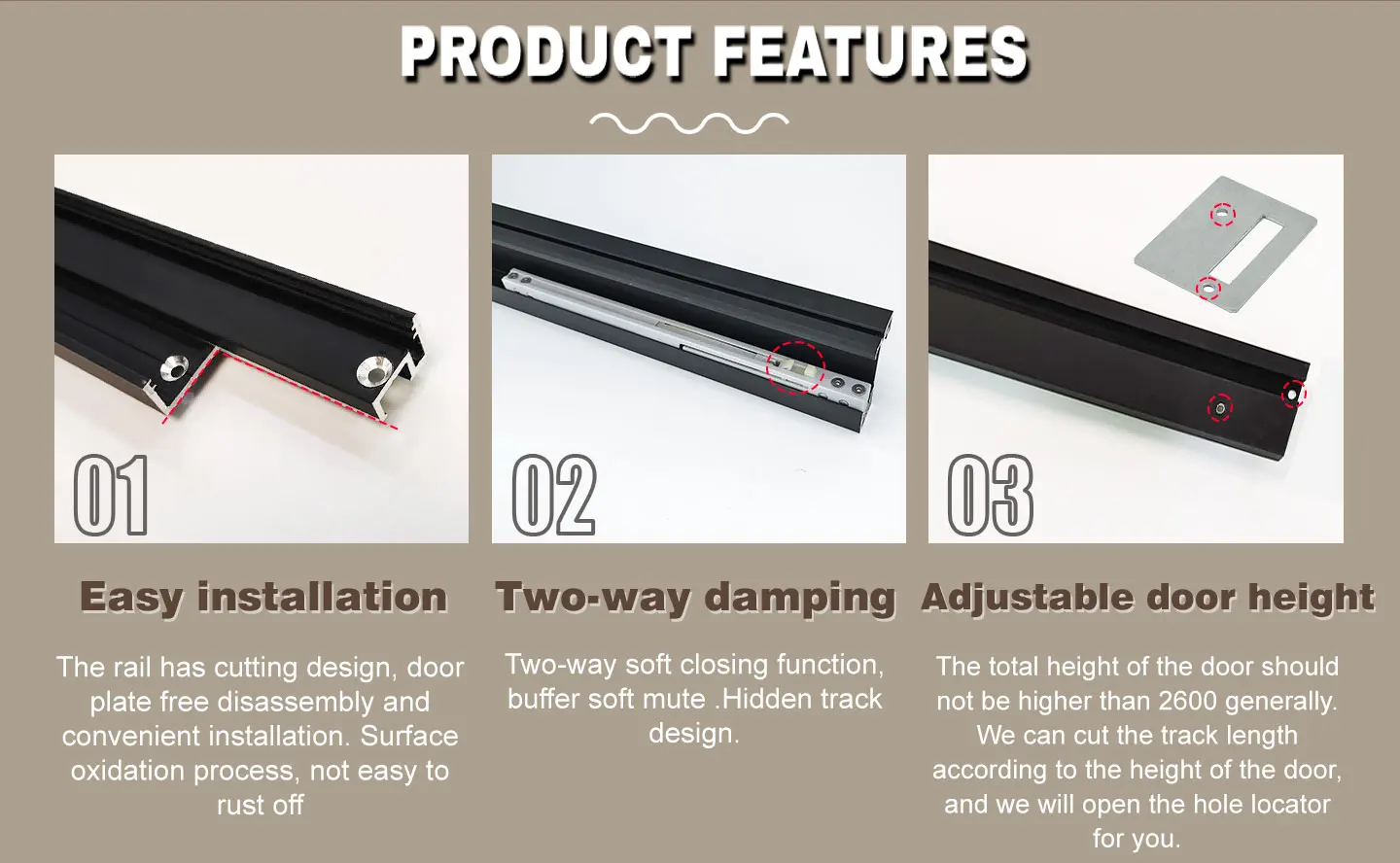 Slim Frame Trackless Ghost Gate Hardware Kits for Home