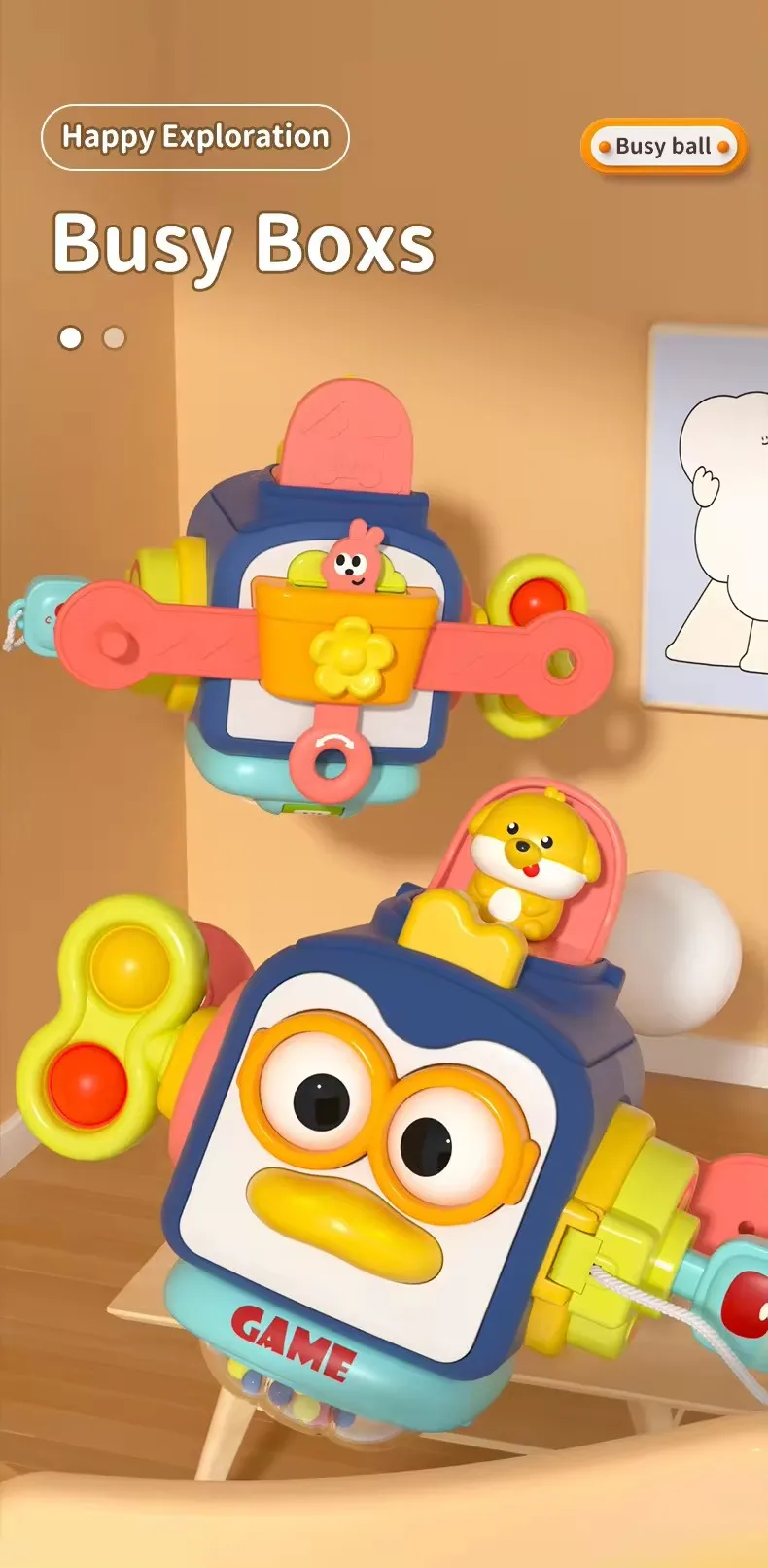 Infant Sensory Activity Puzzle Hand Catch Balls Early Educational Developing Learning Busy Ball ...