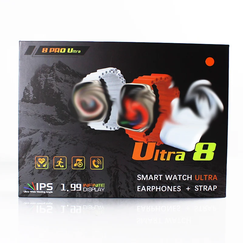 8 Pro Ultra Smart Watch Earbuds Set 1.99" Body Temperature Waterproof ...