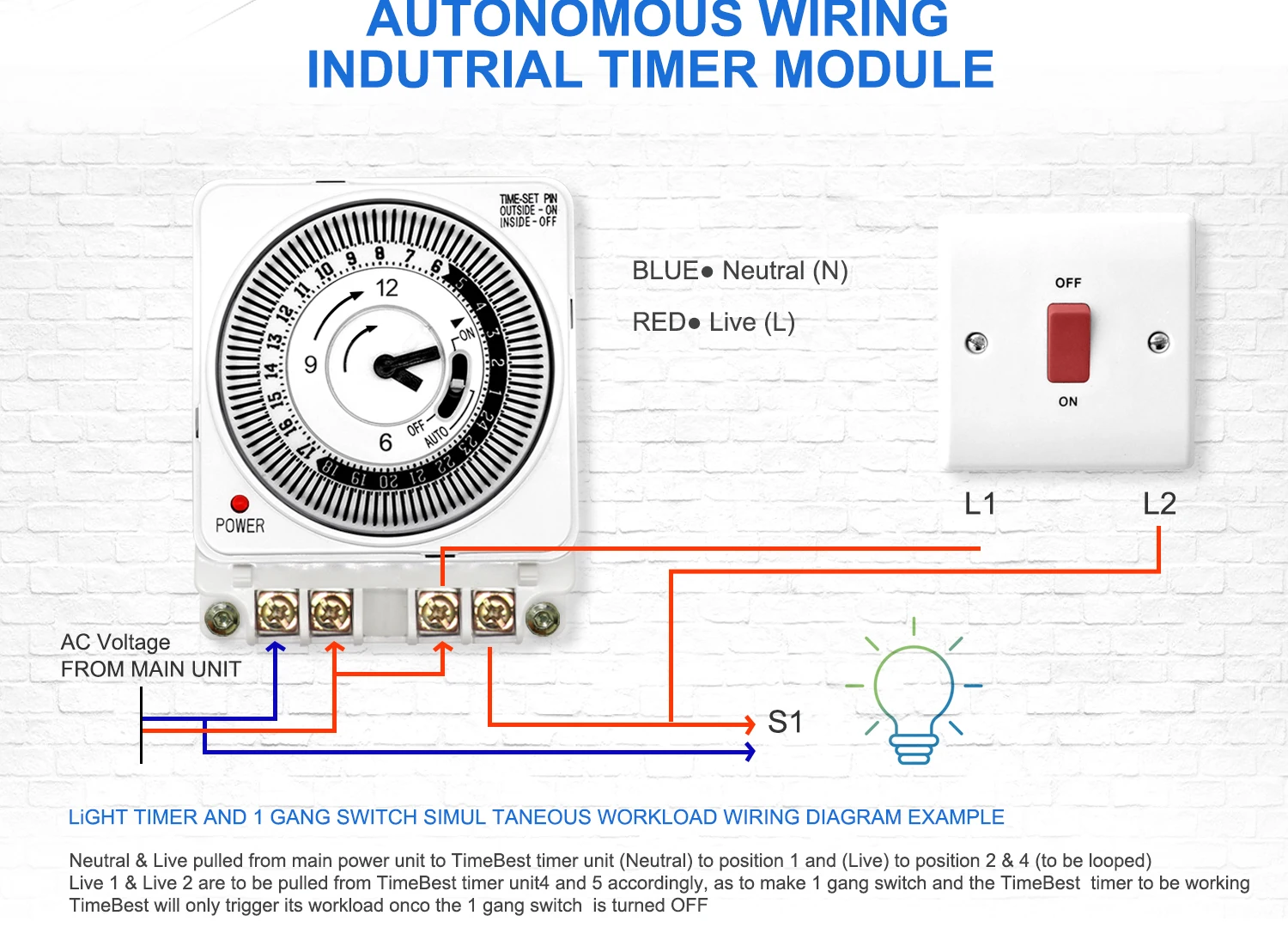 Mechanical Wall Timer Switch - Auto off Programmable Module