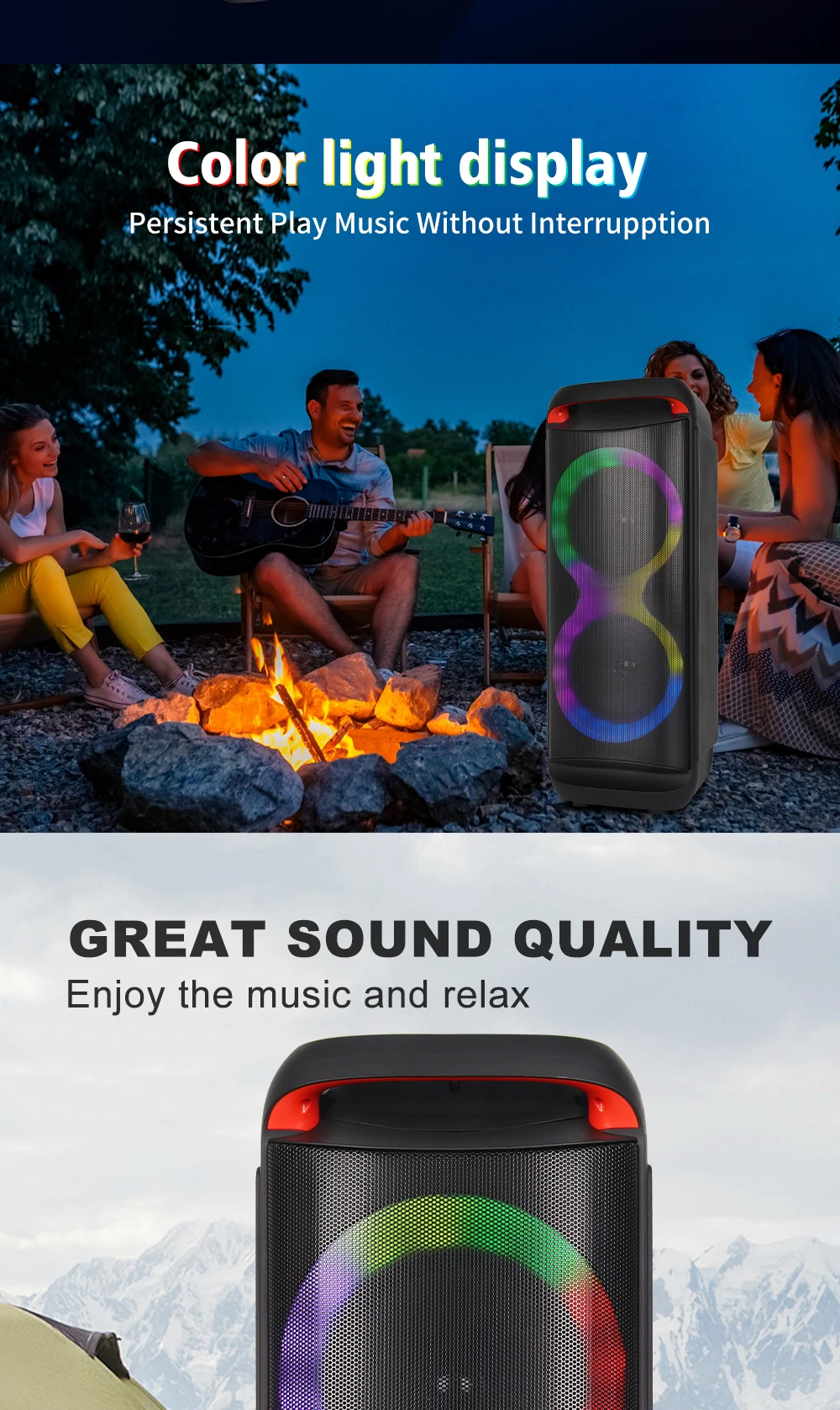 Professional Portable RGB Lamp Bluetooth Karaoke Speaker with ...