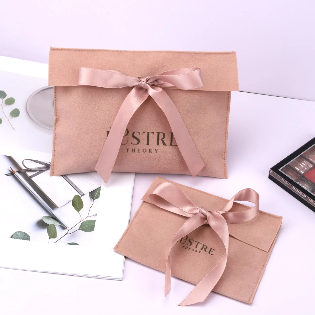 Custom Logo Printed Luxury Faux Velvet Envelope Pouch