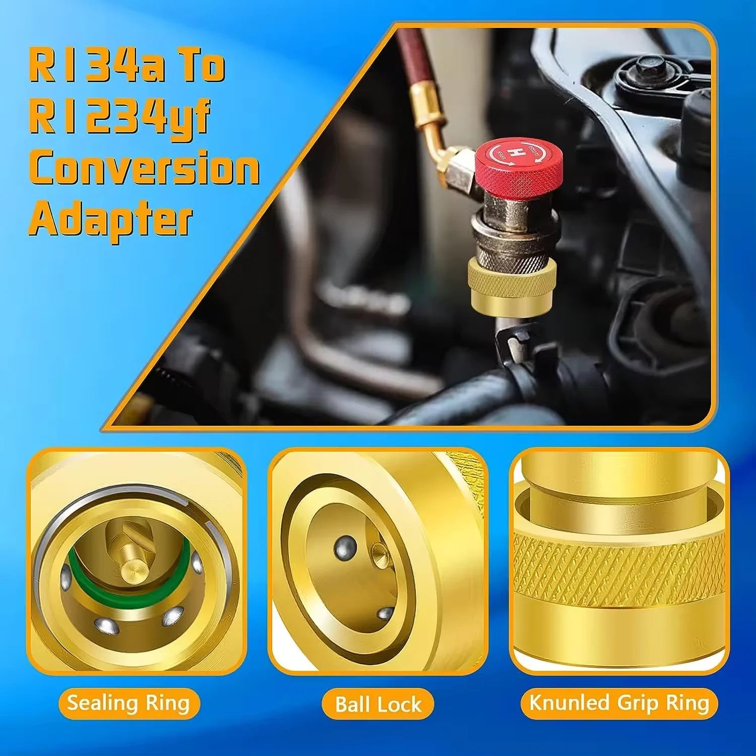 R1234YF Quick Adapter Adjustable High and Low Side Connection R134a ...