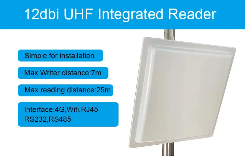 Long Range Ear Tag Integrated Rfid Reader 860~960mhz 12dbi 25m ...
