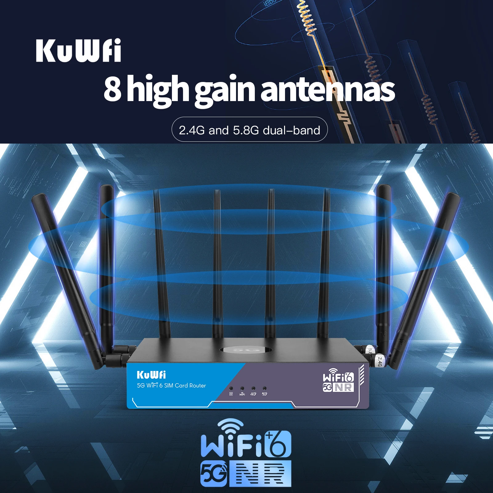 Kuwfi 5G CPE - 2.5gbps Dual Band Wireless Modem Router
