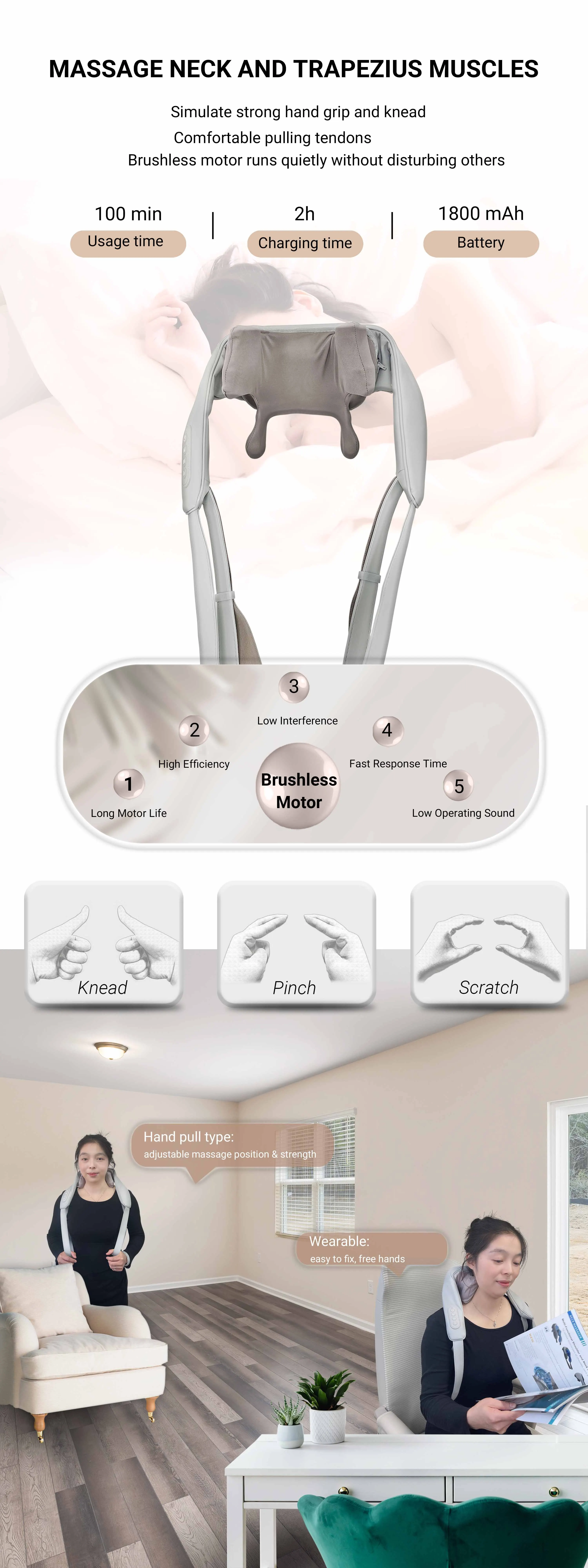 New Trapezius Muscle Comfort Shiatsu Constant Temperature Heat Without ...