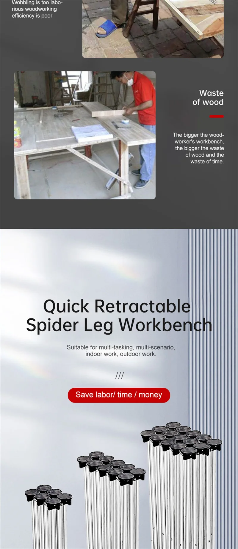 Aluminum Alloy Spider Leg Support Frame Woodworking Board Convenient ...