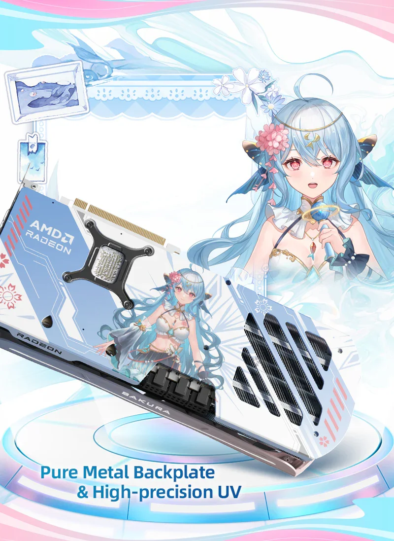 Yeston Sakura Atlantis RX 9070 XT 16G GDDR6 Graphics Card for Gaming PC ...