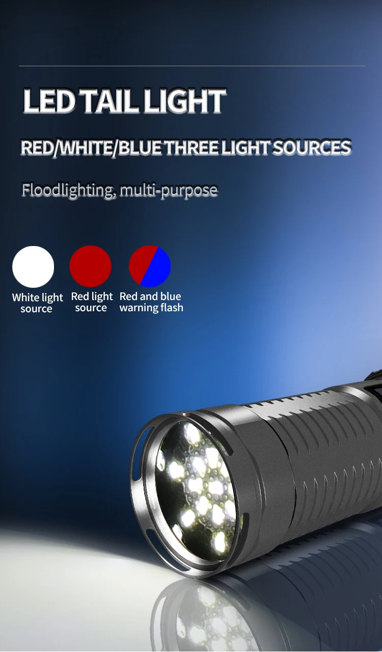 5000 Lumen High Power LED Torch - Rechargeable & Multifunctional