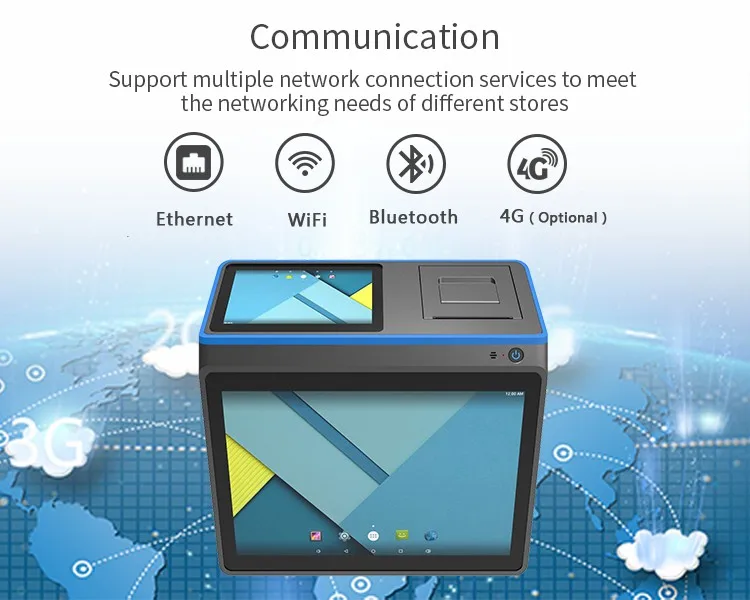 Android Pos Machine Android System With 58mm Printer 10.1 Inch Android ...