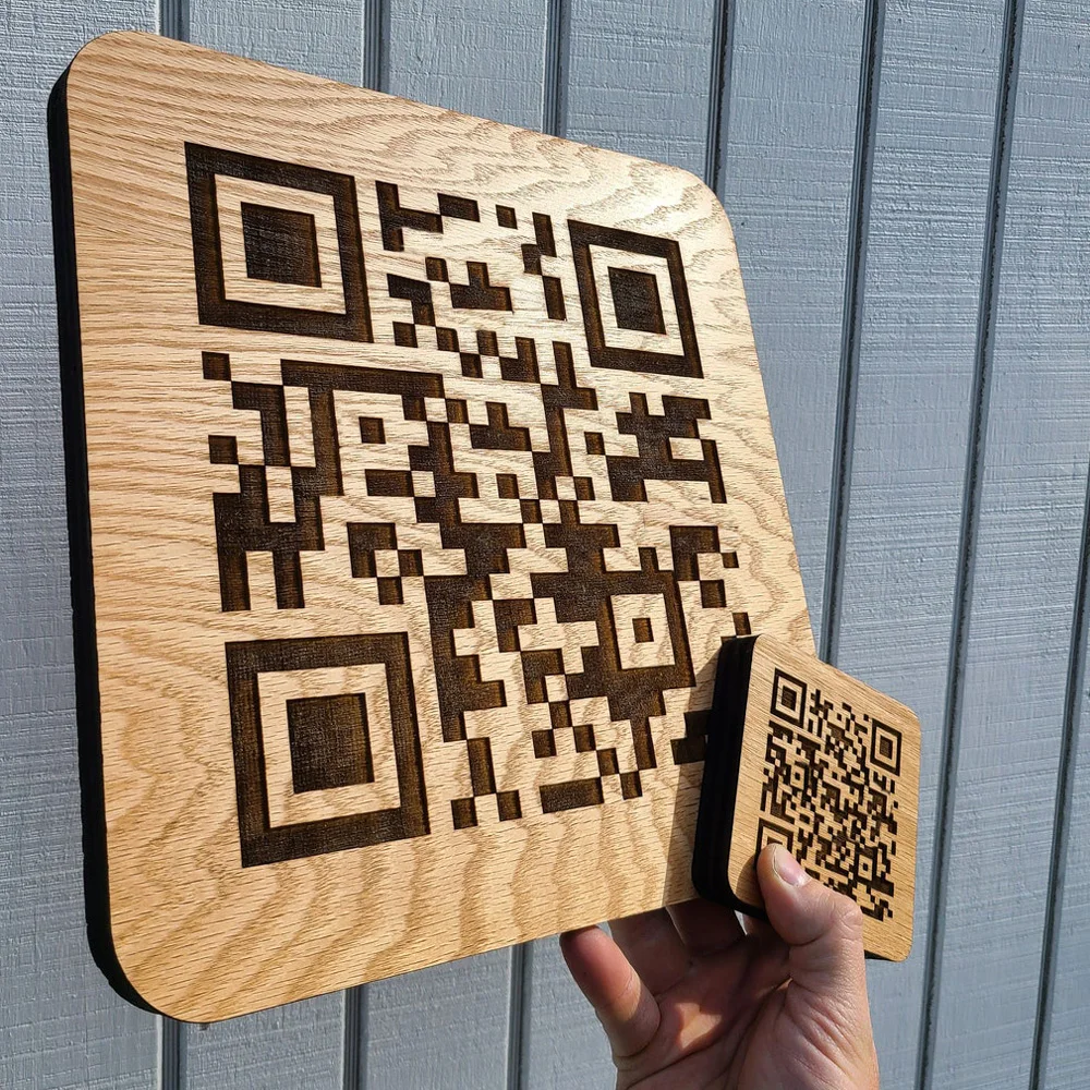 Ezd Customize Tabletop Acrylic Or Wooden Facebook Ins Plaque Gold Qr ...