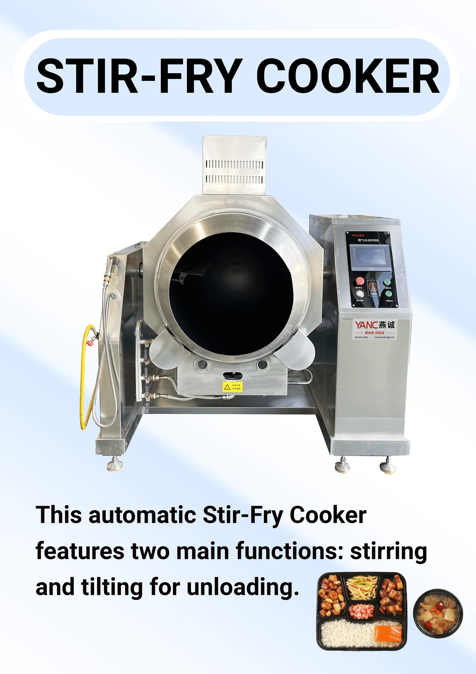 Electric Automatic Tilting Stir Fry Machine for High-Volume Kitchens ...