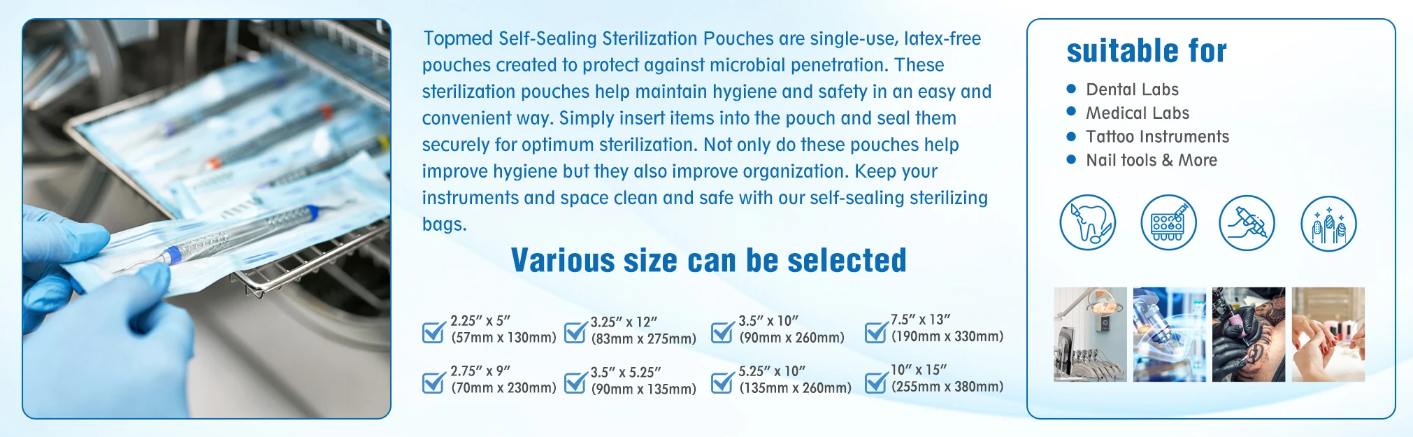 Medical Disposable Autoclave Packing Pouches Self-Sealing Surgical ...