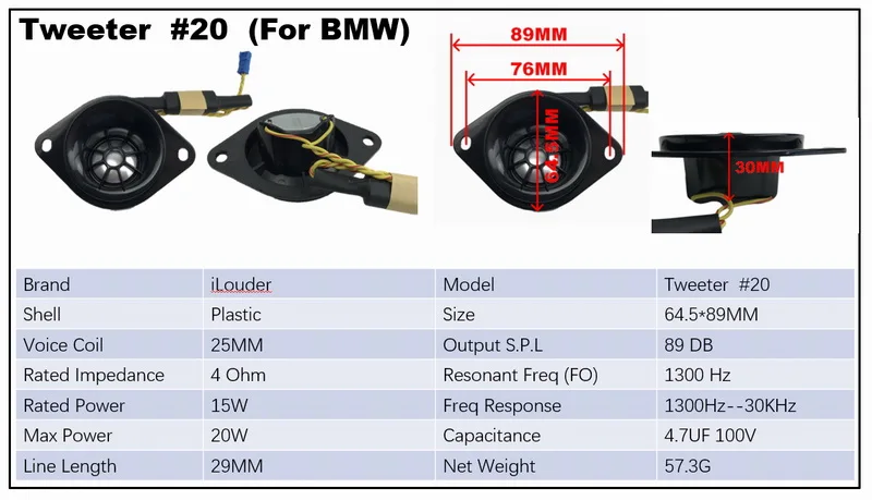 Many Models Car Audio 15 Watts Tweeter Speaker Driver