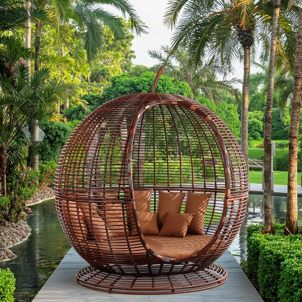 Modern Round Outdoor Daybed with Canopy - Cheap Rattan