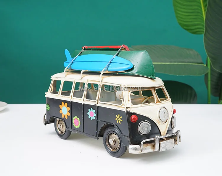 Iron Bus Figurines - Vintage Metal Miniatures for Home