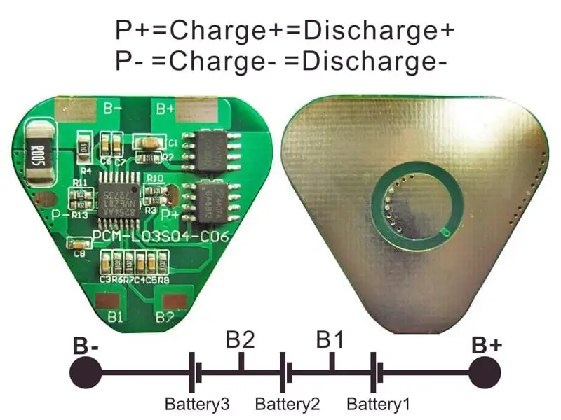 3s 3a Triangular Pcm Bms For 10.8v 11.1v 12v Li-ion/lithium/ Li-polymer ...