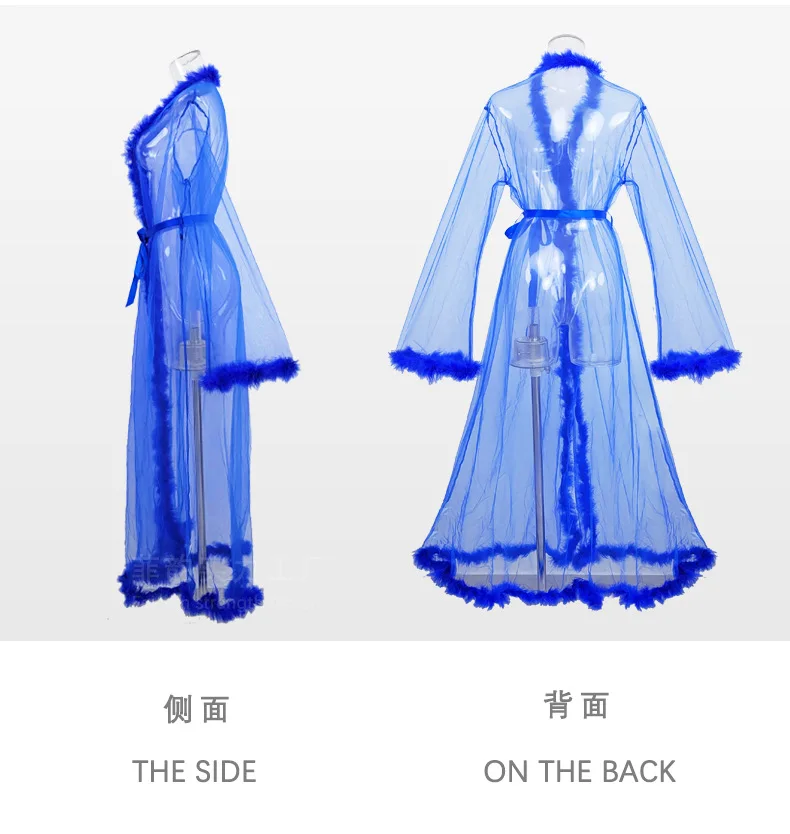 Mesh Long Sleeve Sexy Transparent Fur Robe For Women - Buy Fur Robes ...