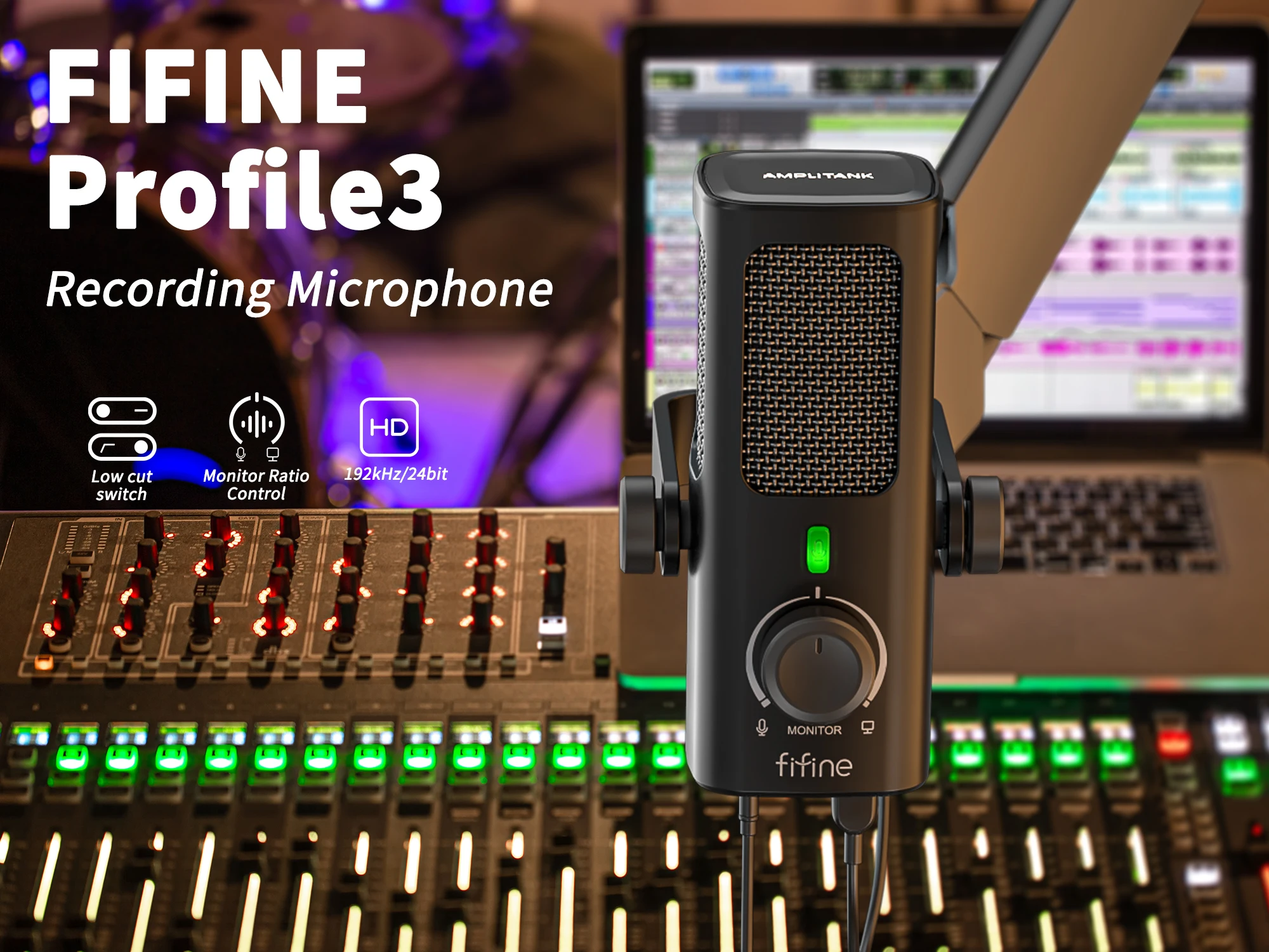 Fifine Profile3 Professional Studio Microphone Recording Mic Condenser ...