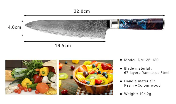 Custom Chinese Damascus Steel Sharp Luxury Kitchen Chef' S Knife - Buy ...