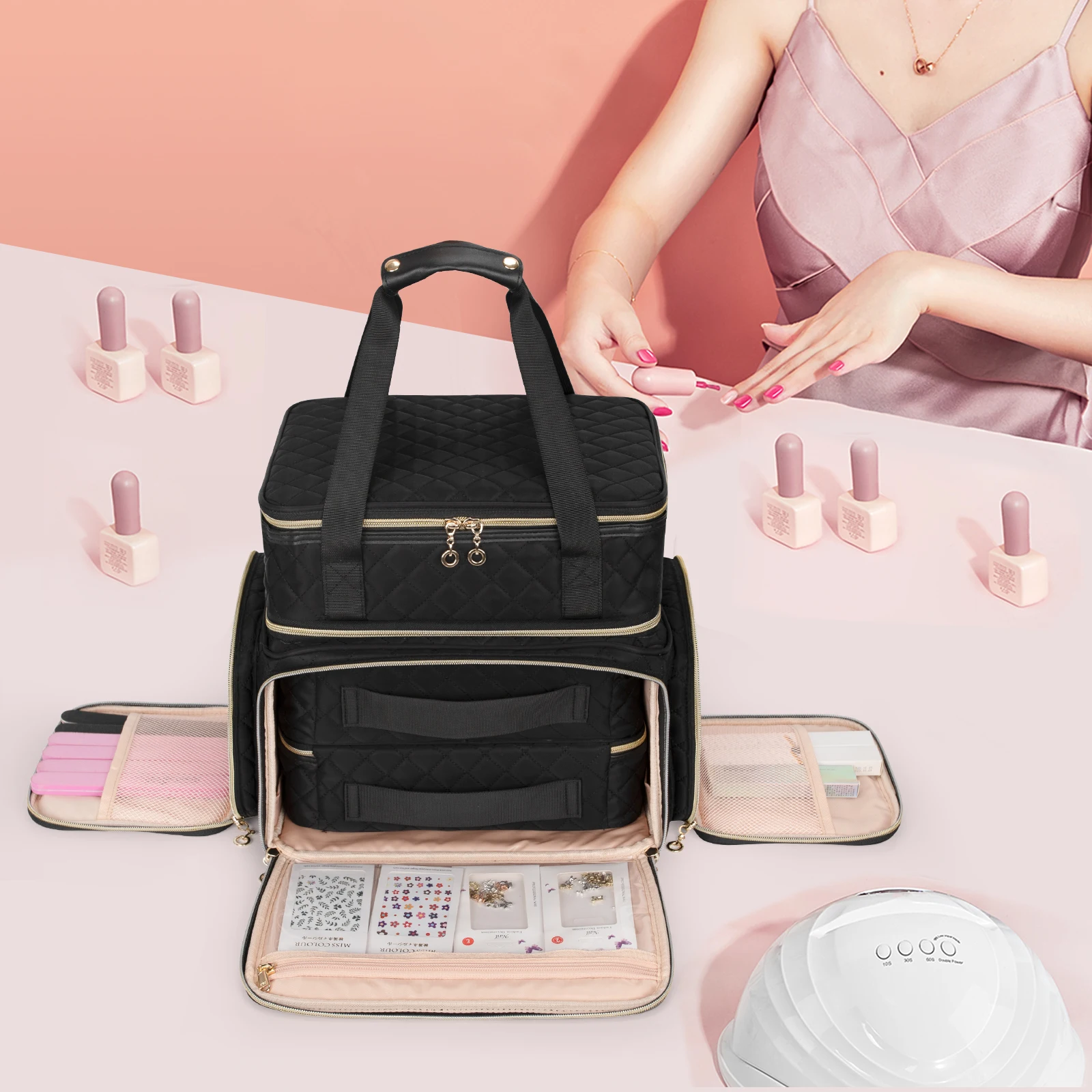 ReIaveI Portable Nail Polish Storage Box Nail Lamp Storage Bag ...